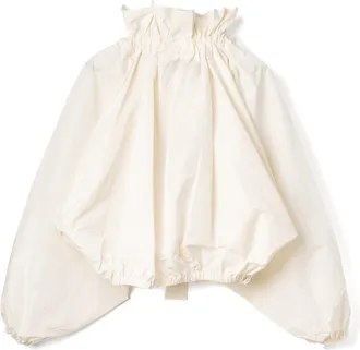 Patou Grosgrain Puff Sleeve Blouse - White
