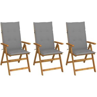 vidaXL Klappbare Gartenst&uuml;hle 3 Stk. mit Auflagen Massivholz Akazie - Vidaxl