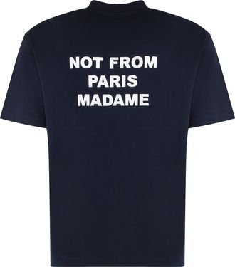 Dr&ocirc;le de Monsieur Mens T-Shirt Slogan Cotton Crew-Neck Navy T-Shirts And Polos