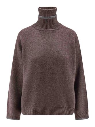 Brunello Cucinelli Pull Col Roulé - Marron