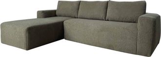 Oviala 4-Sitzer-Ecksofa aus Frottee mit Chaiselongue links in Grün