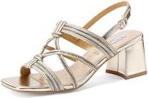 Queen Helena Sandales élégantes avec strass à talons bas pour femme ZM9692, or, 36 EU