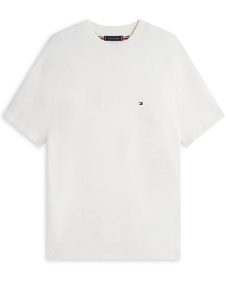 Tommy Hilfiger T-Shirt aus feinem Baumwoll-Mesh mit Logo-Aufn&auml;her in