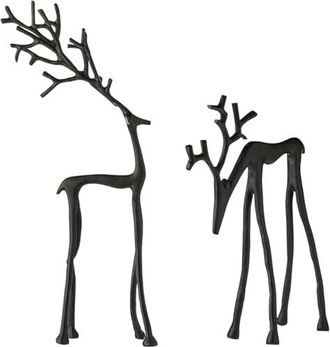 Generic Statues de renne, sculpture de rennes imitation métal, finition noire, style européen, décoration moderne de renne, ornements de table de Noël pour ch