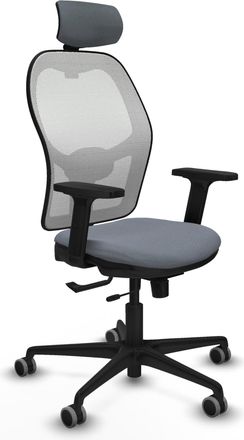 Piqueras y Crespo Ergonomischer Stuhl mit 2D-Armen, h&ouml;henverstellbare Lendenwirbelst&uuml;tze und h&ouml;henverstellbares Kopfteil, Wei&szlig;/Grau