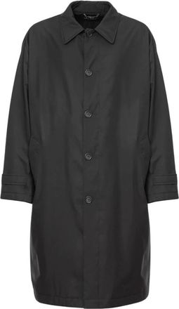 Dolce & Gabbana Homme, Manteaux, Noir, Taille: 2XL Nylon Trench Coat with Logo Tag