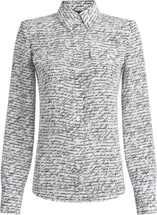 Balmain Femme, Blouses et Chemises, Blanc, Taille: 40 FR Chemise en satin avec imprim&eacute; Lettre damour