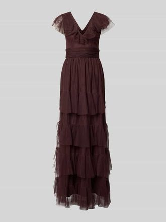Lace & Beads Maxikleid mit V-Ausschnitt und Taillenband