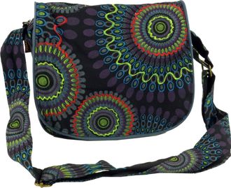 Guru Shop Schultertasche, Hippie Tasche, Goa Tasche - Schwarz, Unisex - Erwachsene, Baumwolle, 22x23x12 cm