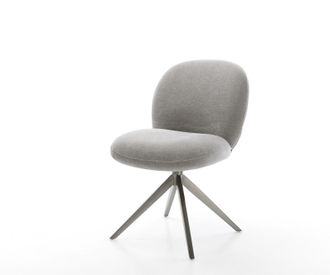 DELIFE Drehstuhl Nube-Flex Strukturstoff Soft Grau Kreuzgestell breit Graphit 360&deg; drehbar Wippfunktion Taschenfederkern, Esszimmerst&uuml;hle
