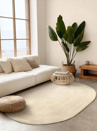 Hanse Home Rangpur Juteteppich - Natur Wohnzimmerteppich Oval aus 100% Jute, Handgewebt, Robust & Pflegeleicht, Boho Naturfaser Teppich f&uuml;r Wohnzimmer, Schlafzim