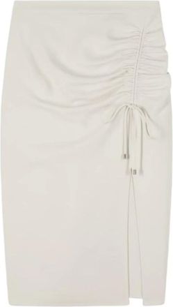 Patrizia Pepe Femme, Jupes, Beige, Taille: 38 FR Jupe Midi en Twill avec Volant