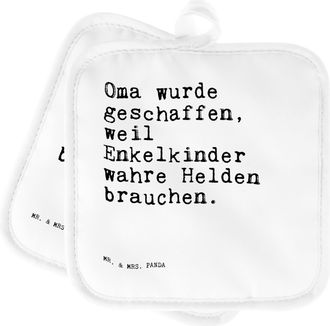 Mr. & Mrs. Panda Topflappen Set Oma wurde geschaffen, Weil... - Geschenk, Spruch Sprüche Weisheiten Zitate Lustig Weisheit Worte, Topfhandschuhe, 2er, Enkelkinder, Omi