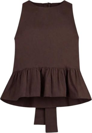 Liu Jo Femme, Tops, Brun, Taille: 38 FR Top en popeline avec