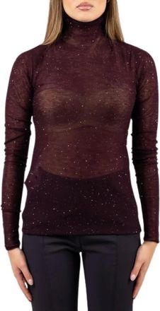 Pinko Pinko, Femme, Pulls, Violet, Taille: 40 FR Pull &agrave; col roul&eacute; en maille moulin&eacute;e