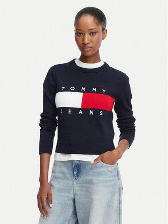 Tommy Jeans Pullover Flag DW0DW22930 Dunkelblau Regular Fit