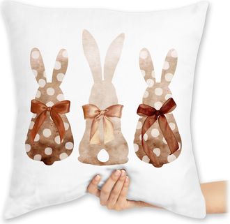 Shirtracer Kissen 40x40 Zierkissen - Hase - S&uuml;&szlig;e Hasen Trio H&auml;schen Hasenbande Fr&ouml;hliche Hasengruppe Hasenfamilie Ostern Osterhasen Osterfeier - 40 x 40 cm - Wei
