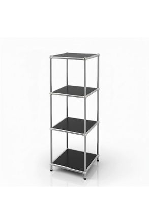 Floordirekt Standregal Concept Epure Mk-005, Schwarz Hochglanz, Metall, 30x89x30 cm, stehend, Wohnzimmer, Regale, B&uuml;cherregale
