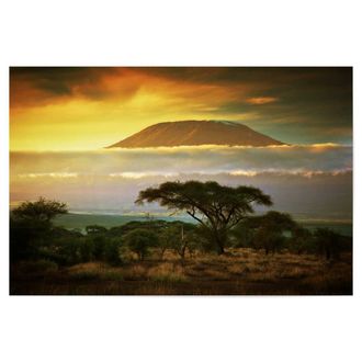 artboxONE Poster 30x20 cm Reise/Afrika Mount Kilimanjaro. Savanna in Amboseli, Kenya - Bild Tanzania