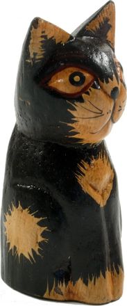 Guru Shop Deko Katze, Holzkatze, Schwarz