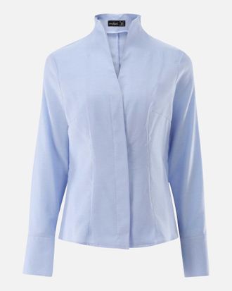 van Laack Kelchkragenbluse aus Dobby-Baumwolle