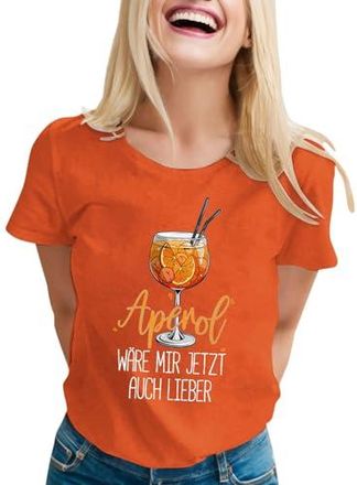 Generic T-shirt pour femme - Costume Aperol Spritz - Col rond - T-shirt d&eacute;t&eacute; amusant - Pour cocktail, f&ecirc;te, &eacute;v&eacute;nements - T-shirt d&eacute;contract&eacute; l&eacute;ger - T-shirt a