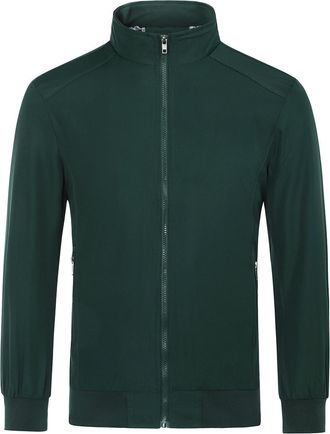 AlltheMen Heren Bomberjack met opstaande kraag, overgangsjack voor de herfst, casual sportjack groen