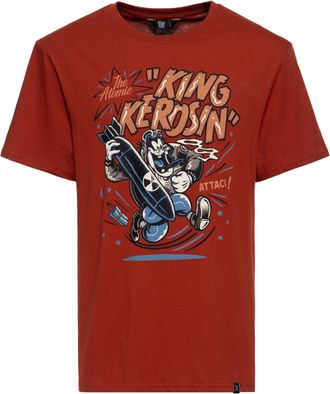 King Kerosin Herren T-Shirt &middot; Cartoon &middot; Printshirt &middot; Comic &middot; Mit Patch Am Saum &middot; 50s &middot; Vintage &middot; Retro &middot; Artwork &middot; Rundhals &middot; Regular Fit &middot; Kurzarm &middot; Baumwolle &middot; T