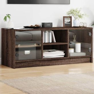 vidaXL Vidaxl - TV-Schrank mit Glast&uuml;ren Braun Eichen-Optik 102x37x42 cm