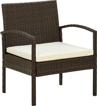 vidaXL Gartenstuhl mit Kissen Poly Rattan Braun Vidaxl