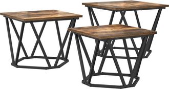 vidaXL Couchtisch 3 pcs R&auml;uchereiche 50 x 50 x 40 cm Vidaxl