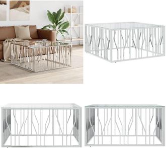 vidaXL Couchtisch 100x100x50 cm Edelstahl und Glas - Esszimmertisch - Couchtisch - Wohnzimmertisch - Sideboard - Kaffeetisch - Home & Living