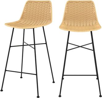 Rendez-Vous D&eacute;co Lot de 2 chaises pour &icirc;lot central 65,5 cm en rotin naturel - MARA