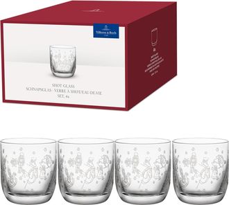 Villeroy & Boch Toys Delight Schnapsglas Set 4 teilig Klar, Spülmaschinenfest, Schnapsgläser Set, Weihnachtsgläser, Shotgläser, Likörgläser, Gläser mit Weihnachtsmoti