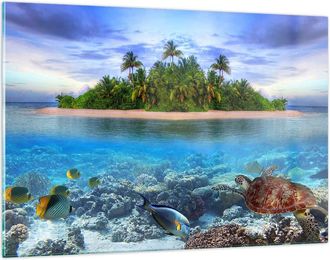 Arttor Wandbilder Dekoration Wohnzimmer Strand lagune wasser ozean Bilder auf Glas 120x80cm Glasbild Schlafzimmer K&uuml;che Deko Wand Kunstdruck Art Gro&szlig; XXL Wan