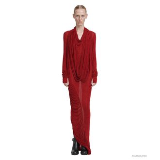 Marc Le Bihan Sheer Viscose Wool Scarf Dress