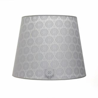 Licht-Erlebnisse Lampenschirm Grau für Stehleuchte E27 gehäkelter Stoff