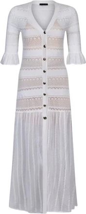 Liu Jo Femme, Robes, Blanc, Taille: 38 FR Long Knitted Dress