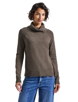 Street One Damen 3015724 Pullover Mit Stehkragen, Nomad Brown Mel., 40 EU