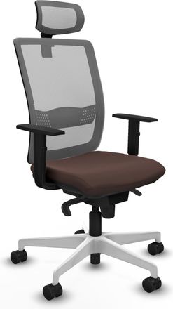 Piqueras y Crespo Stuhl mit Rollen f&uuml;r PC Haches mit 1D-Armen, h&ouml;henverstellbare Lendenwirbelst&uuml;tze und h&ouml;henverstellbares Kopfteil und Neigung, Grau/Dunkelbraun