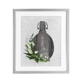 Stupell Industries Vintage Flasche mit Kräutern im Badezimmer, gerahmter Druck unter Glas, Design von beschriftet und gefüttert, 53,3 x 43,2 cm, Grau