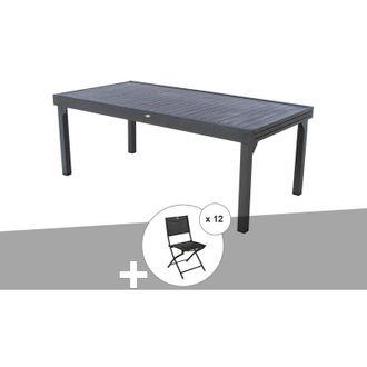 Hesperide Hesperide - Ensemble repas table extensible rectangulaire alu Graphite Piazza + 12 chaises Modula - Hesp&eacute;ride