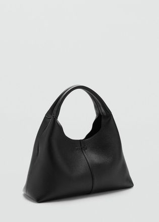 Mango Sac port&eacute; &eacute;paule en cuir passepoil&eacute; noir - Femme - Taille unique - MANGO