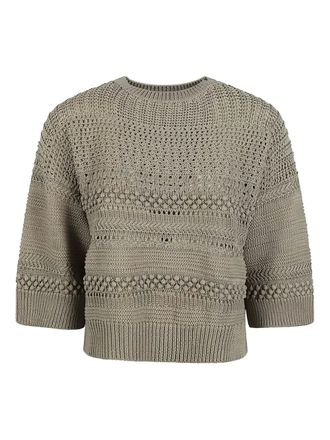 Fabiana Filippi pull crop en maille ajourée - Tons neutres