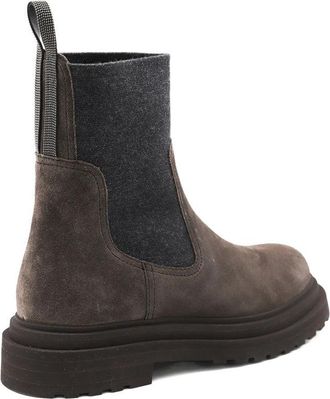 Brunello Cucinelli Suede and Fabric Boot - Brown