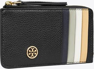 Tory Burch Damen Robinson Pebbled Top-Zip Card Case