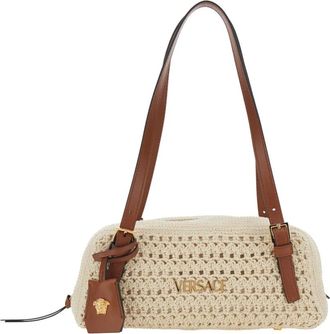Versace Femme, Sacs, Beige, Taille: ONE Size Tag Raffia Bowling Bag