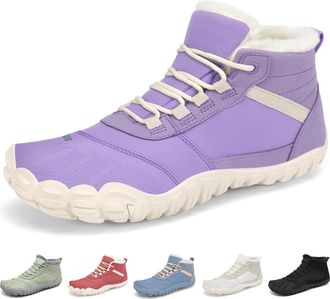 Saguaro Barfuss Schuhe Damen Winter Barfu&szlig;schuhe Damen Wasserabweisend Barfu&szlig; Winterschuhe Warm Gef&uuml;ttert Winterstiefel Lila, Gr.38