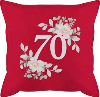 Shirtracer Kissen 50x50-70. Geburtstag - Siebzigster mit Blumenkranz - 50 x 50 cm - Rot - Geburtstagsgeschenke zum 70ste 70 Jahre 70er Geschenke 70-er siebzig 19