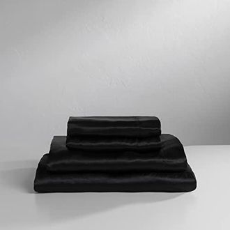 Baltic Linen Company Baltic Linen Luxus-Bettlaken-Set, Satin, Kingsize, Schwarz, 4-teilig